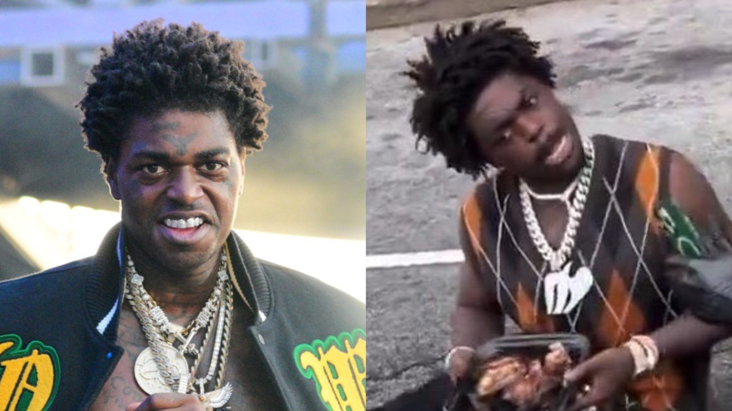 Kodak black spotted eating chicken in the middle of the road, Kanye ...